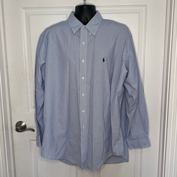 Polo Ralph Lauren | Shirts | Vintage 9s Ralph Lauren Polo Blue White Stripe Blake Long Sleeve ...